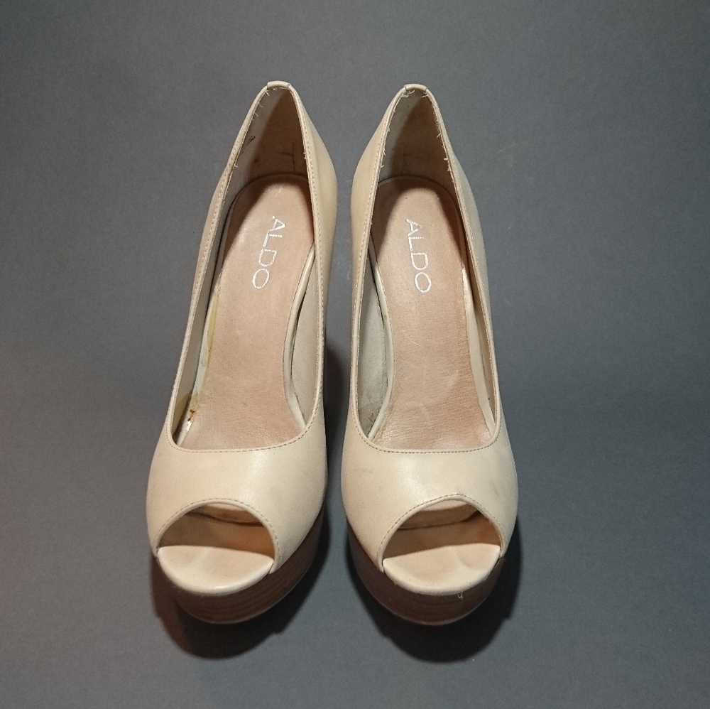 Leather Peep Toe Platform High Heels Mean 32 Gem